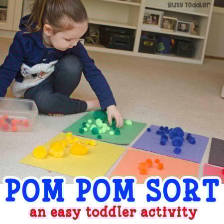 Pom Pom Color Sorting Toddler Activity - Busy Toddler