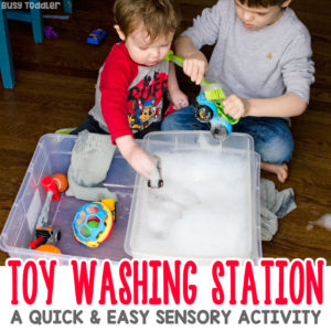 Toy Washing Station: A Quick & Easy Activity - Busy Toddler