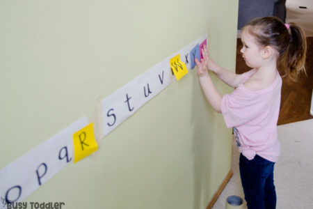 Easy Alphabet Activity: Post-It Match - Busy Toddler
