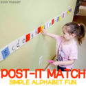 Easy Alphabet Activity: Post-It Match - Busy Toddler