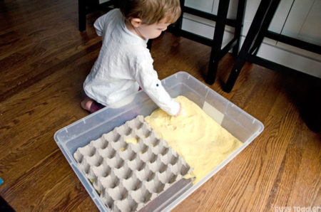 Make a Cornmeal Scooping Station - Busy Toddler