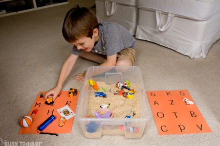 Sound Matching Bin: An Easy Phonics Activity - Busy Toddler