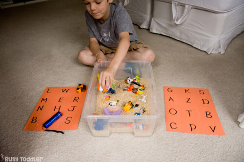 Sound Matching Bin: An Easy Phonics Activity - Busy Toddler