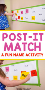 Post-It Name Match Learning Activity - Busy Toddler
