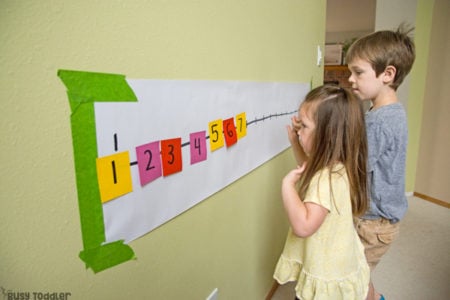 Post-It Number Line Math Activity for Preschoolers - Busy Toddler