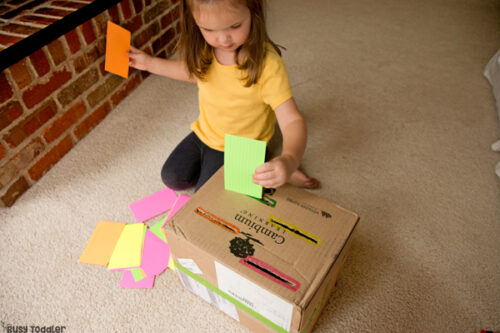 Sorting Drop Box Fine Motor Activity - Busy Toddler