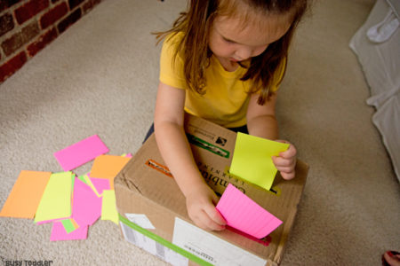 Sorting Drop Box Fine Motor Activity - Busy Toddler