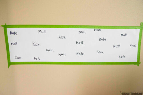 Post-It Name Match Learning Activity - Busy Toddler