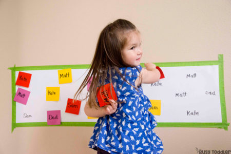 Post-It Name Match Learning Activity - Busy Toddler