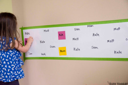 Post-It Name Match Learning Activity - Busy Toddler