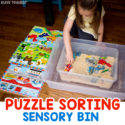 Puzzle Sorting Sensory Bin - Busy Toddler