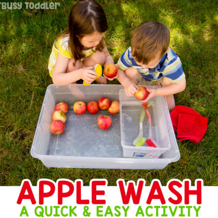 Apple Washing Bin Sensory Activity - Busy Toddler