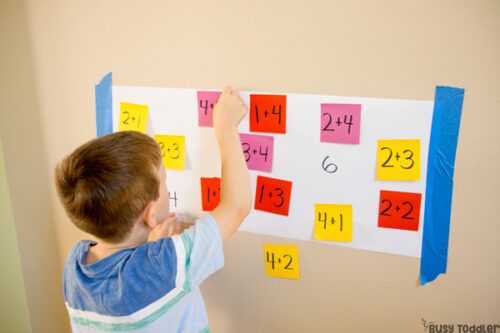 Post-It Math Activity for Teaching Addition - Busy Toddler
