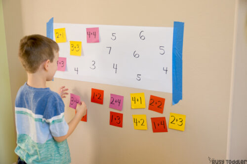 Post-It Math Activity for Teaching Addition - Busy Toddler