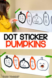 Halloween Dot Stickers - Making Pumpkins - Busy Toddler