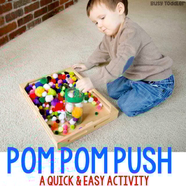 Pom Pom Pushing: Easy Toddler Activity - Busy Toddler