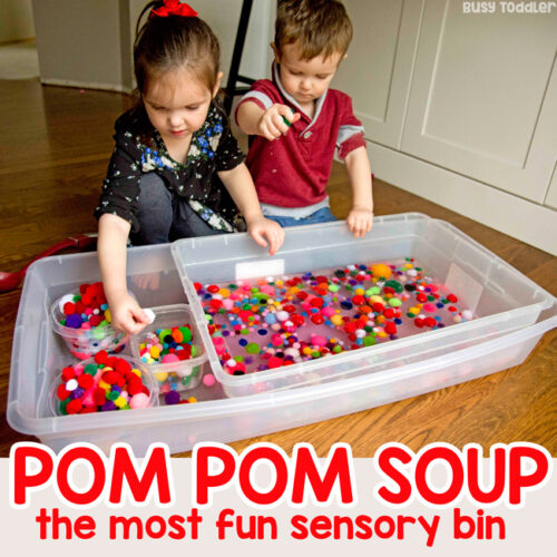 Pom Pom Water Play Outdoor Sensory Bin - Busy Toddler