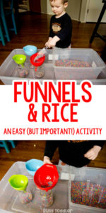 Funnels and Rice: A Perfect Sensory Bin - Busy Toddler