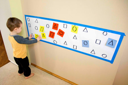 Shape Matching Post-It Notes Activity - Busy Toddler