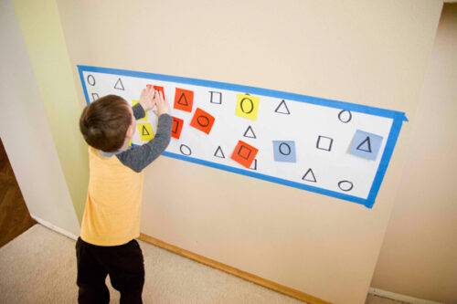 Shape Matching Post-It Notes Activity - Busy Toddler