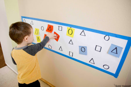Shape Matching Post-It Notes Activity - Busy Toddler