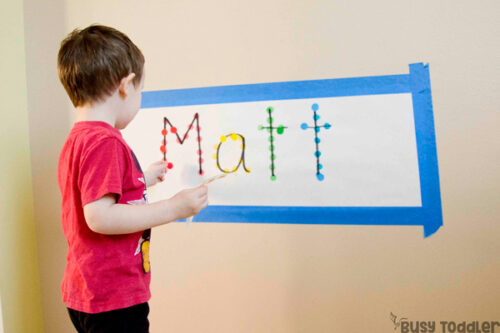 Name Game Dot Sticker Activity - Busy Toddler