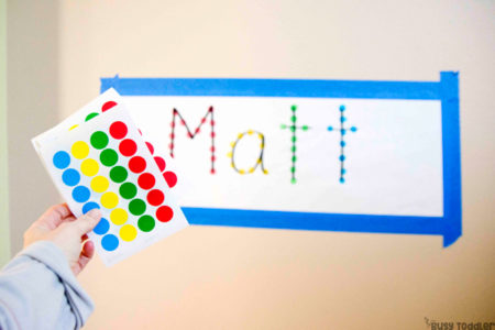 Name Game Dot Sticker Activity - Busy Toddler
