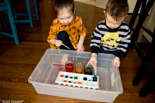 Mixing Colors Toddler Science Experiment - Busy Toddler