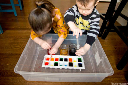 Mixing Colors Toddler Science Experiment - Busy Toddler