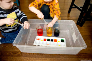 Mixing Colors Toddler Science Experiment - Busy Toddler