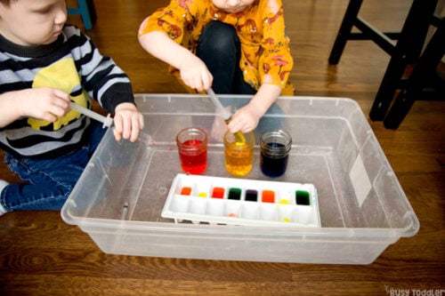 Mixing Colors Toddler Science Experiment - Busy Toddler