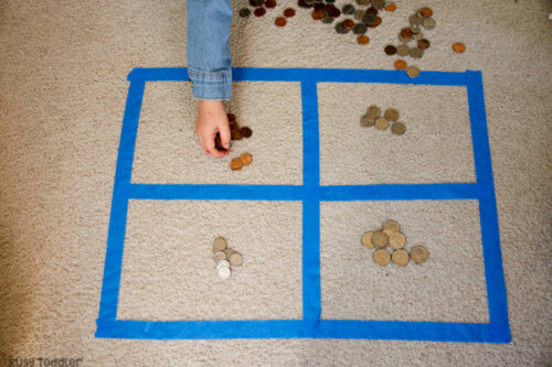 Coin Sorting Preschool Math Activity - Busy Toddler