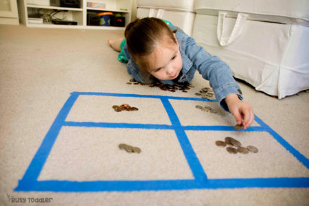 Coin Sorting Preschool Math Activity - Busy Toddler