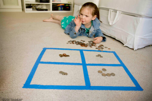 Coin Sorting Preschool Math Activity - Busy Toddler
