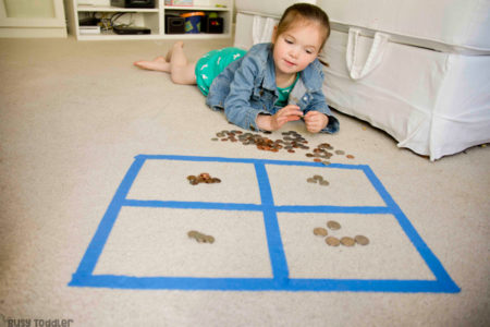 Coin Sorting Preschool Math Activity - Busy Toddler