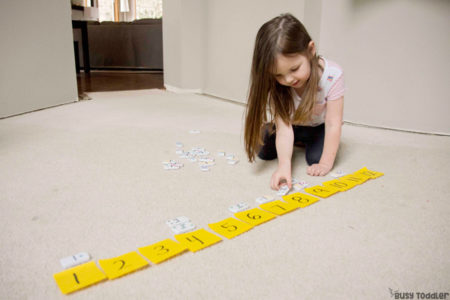 Domino Line-Up Preschool Math Activity - Busy Toddler