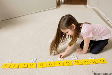 Domino Line-Up Preschool Math Activity - Busy Toddler