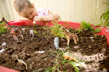 Animal World Sensory Bin Outdoor Activity - Busy Toddler