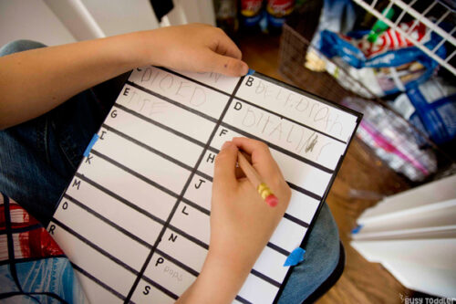 Write the Pantry Activity for Kindergarteners - Busy Toddler