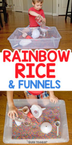 How to Make a Rainbow Rice Sensory Bin - Busy Toddler
