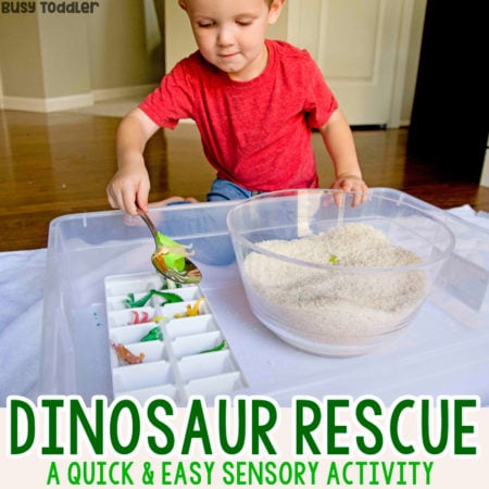 Hidden Dinosaurs Sensory Bin Activity - Busy Toddler