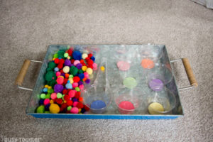 Pom Pom Color Sorting Toddler Activity - Busy Toddler