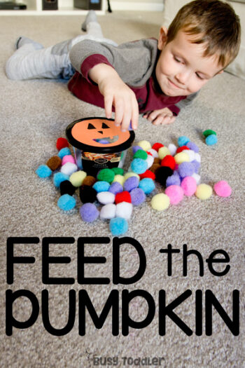 Feed the Pumpkin Halloween Toddler Activity - Busy Toddler