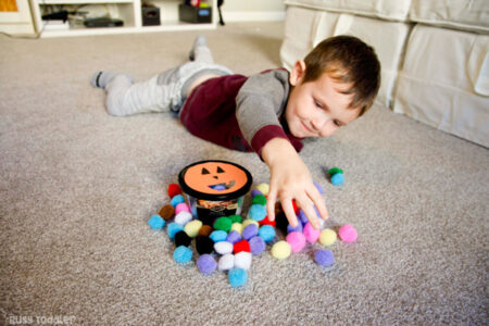 Feed the Pumpkin Halloween Toddler Activity - Busy Toddler