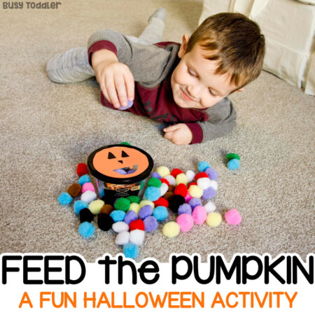Feed the Pumpkin Halloween Toddler Activity - Busy Toddler