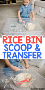 Rice Bin Toddler Activity: Scoop and Transfer - Busy Toddler
