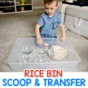 Rice Bin Toddler Activity: Scoop and Transfer - Busy Toddler