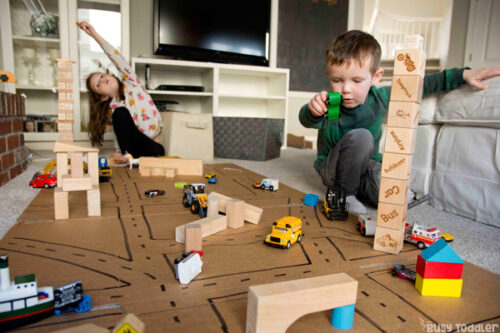 Easy Box Road Activity for Kids from Busy Toddler