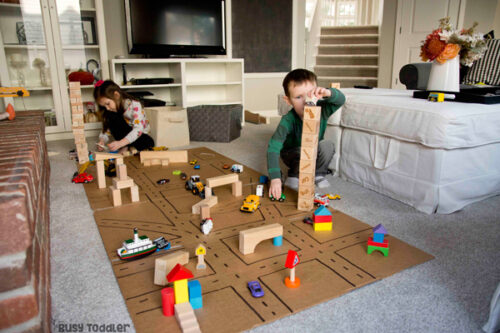 Easy Box Road Activity for Kids from Busy Toddler