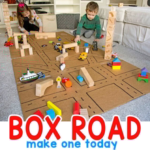 Easy Box Road Activity for Kids from Busy Toddler